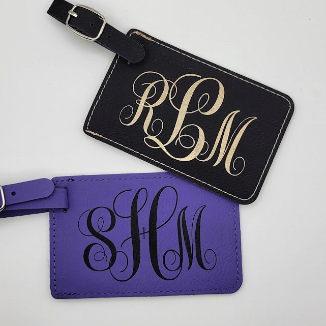 Personalized Laser Engraved Leatherette Luggage ID Tags: Stylish Travel ...